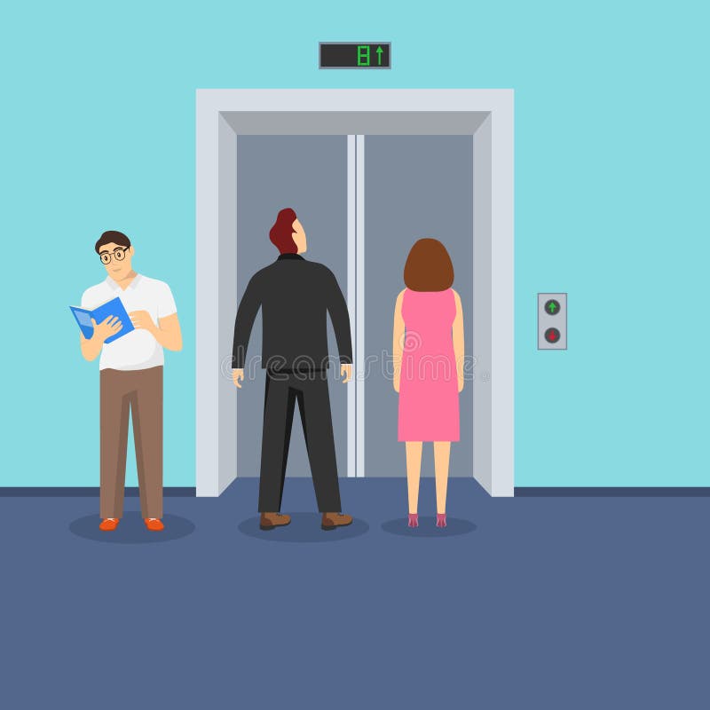 Passenger Elevator with People, Interior of Building with Passenger ...