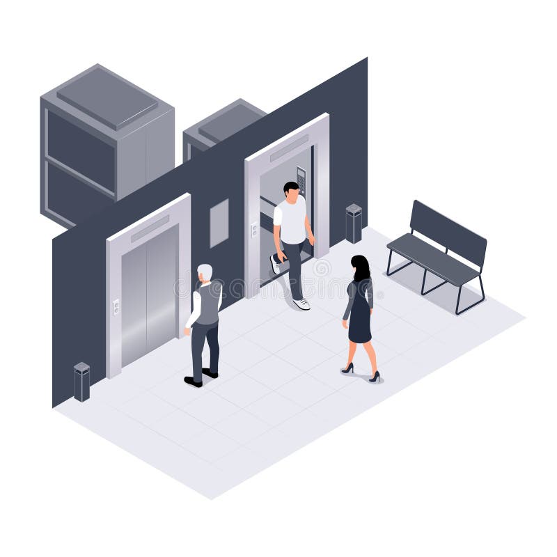 Passenger Elevators Isometric Composition Stock Vector - Illustration ...