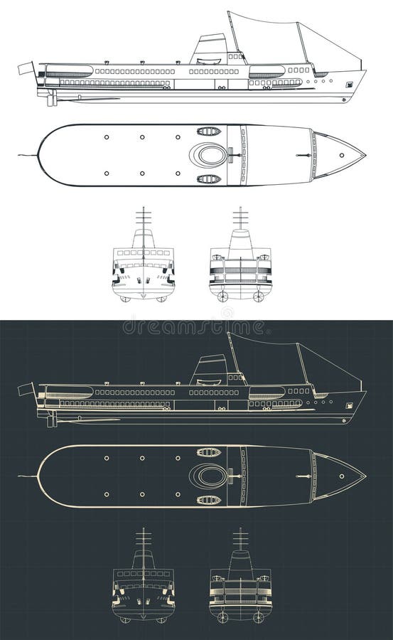 Passenger ferry blueprints stock vector. Illustration of harbor - 276731990
