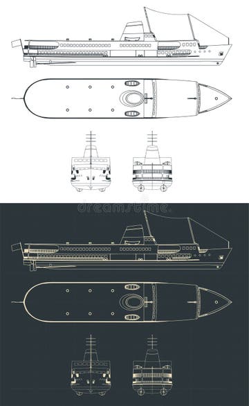 Passenger ferry blueprints stock vector. Illustration of harbor - 276731990