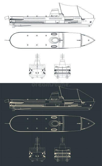 Passenger ferry blueprints stock vector. Illustration of harbor - 276731990