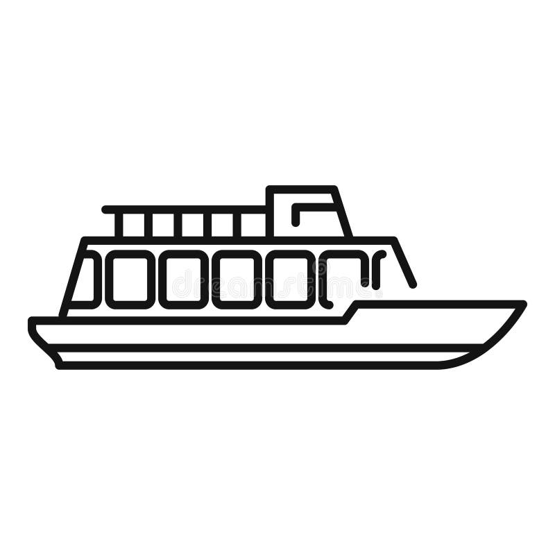 Passenger Ferry Boat Sailing on the River Stock Vector - Illustration ...