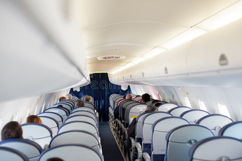 Passenger Inside Cabin Flight Gray Interior Half Empty Salon Problem ...