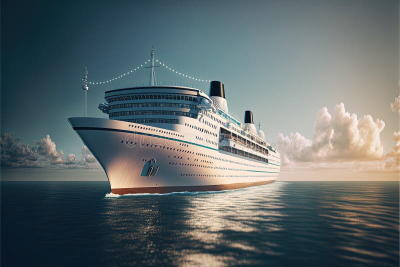 Passenger Liner Ship Sailing Across the Ocean. Generative Ai Stock ...