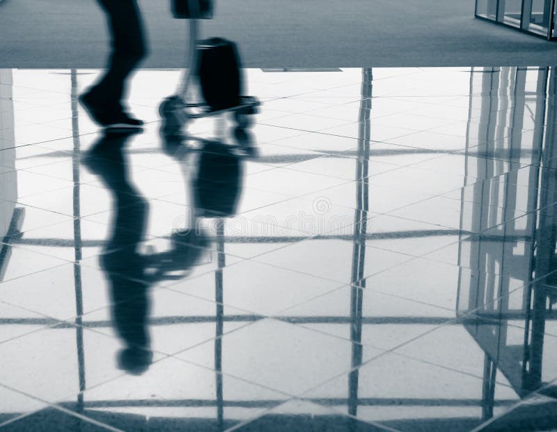 Passenger (Man) Rushing through Airport Terminal Stock Image - Image of ...