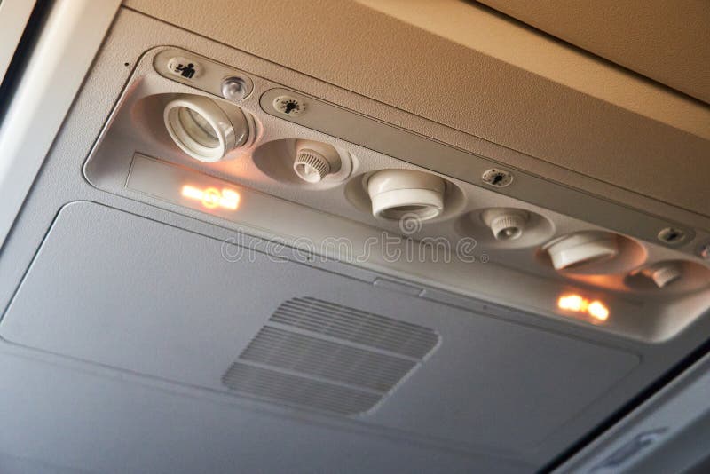 Passenger Panel in the Aircraft Cabin Stock Photo - Image of console ...