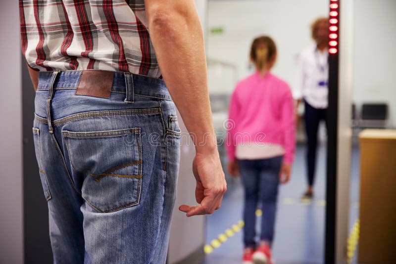 Passenger Passing through Security Check at Airport Stock Photo - Image ...
