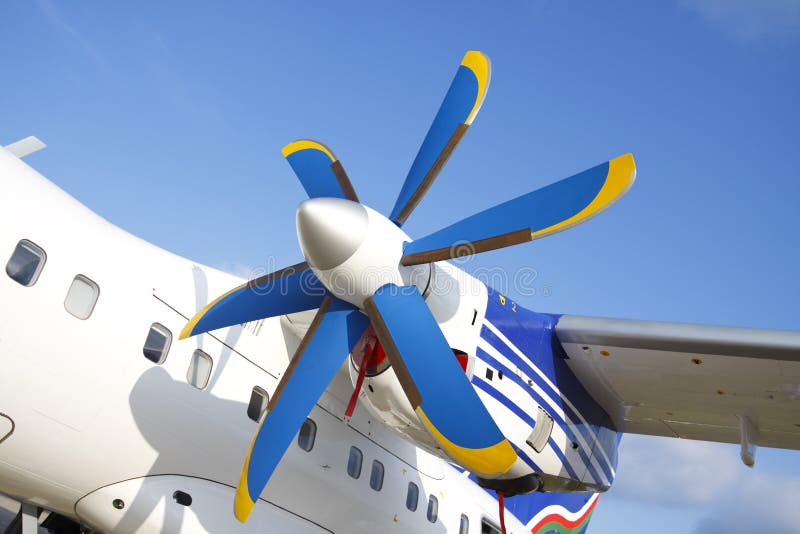 Wing with Propeller of the Passenger Plane Stock Image - Image of ...
