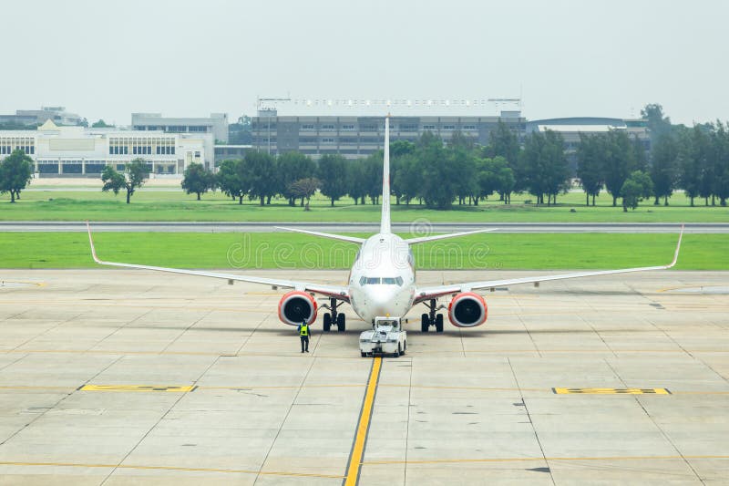 Passenger Plane in the Airport . Aircraft Maintenance Stock Image ...