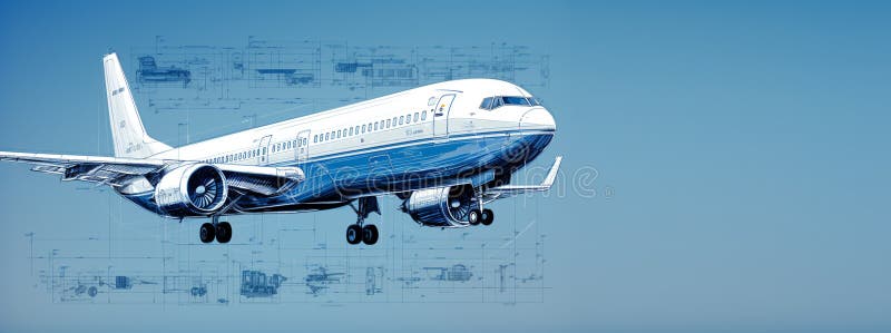 Passenger Plane with Blue Elements. Isolated on a Transparent ...