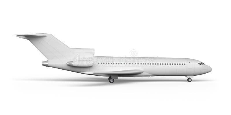 Passenger Plane BOEING 727 3D Render on a White Background Stock ...