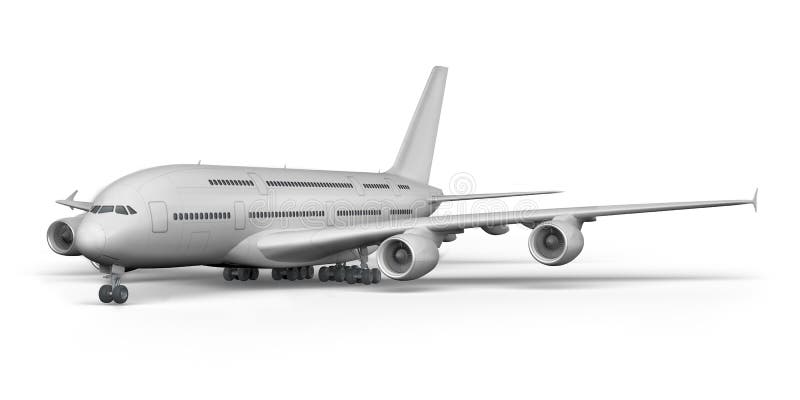 Passenger Plane 3D Render on a White Background Stock Illustration ...
