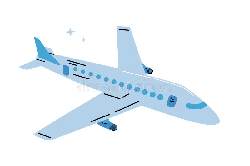 Passenger Plane in Flight on White Background. Vector Illustration of ...
