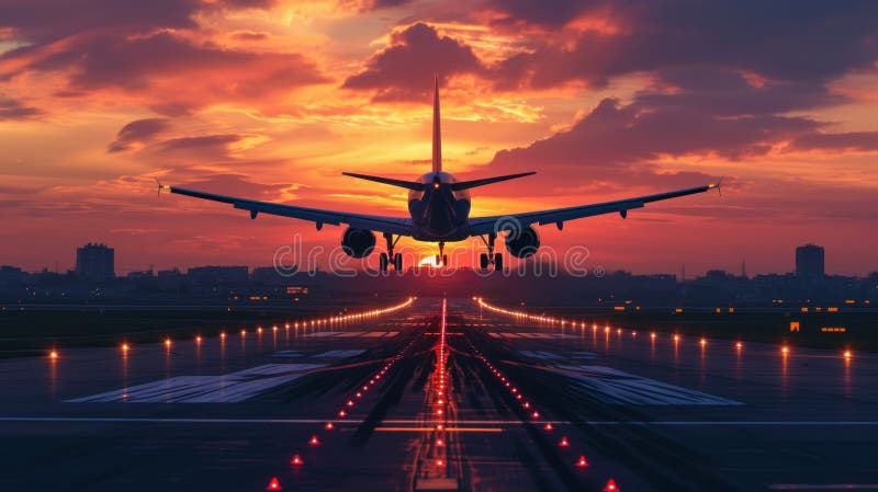 Passenger Plane Taking Over Airport Runway Use for Air Transport and ...