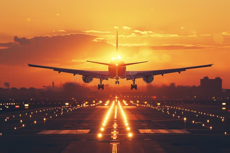 Passenger Plane Taking Over Airport Runway Use for Air Transport and ...