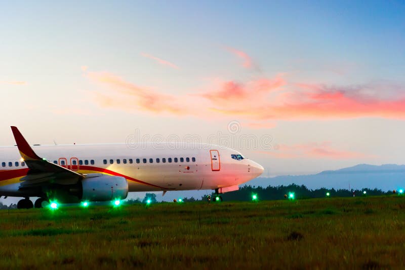 Passenger Plane Fly Up Over Take-off Runway Stock Photo - Image of ...