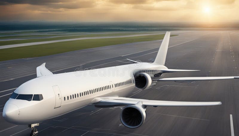 Passenger Plane Fly Up Over Take-off Runway, Concept Stock Illustration ...