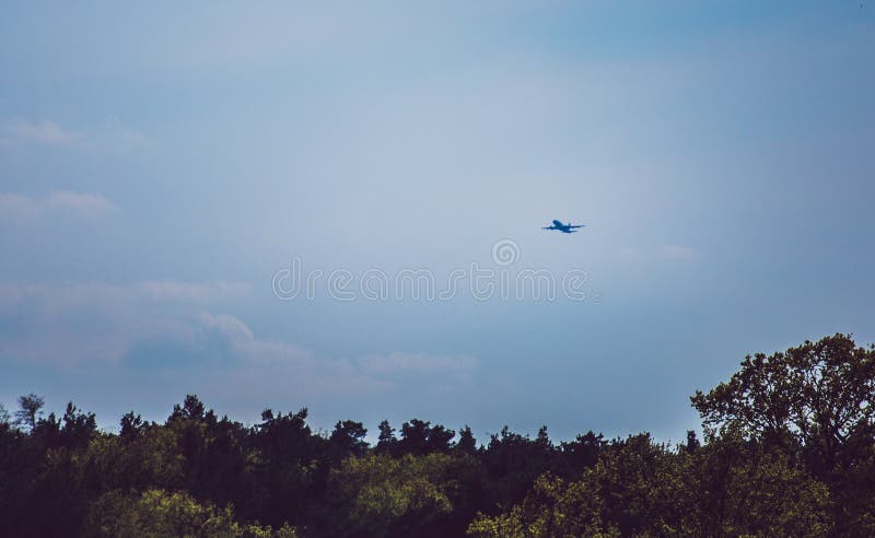 Passenger Plane Fly Up Take-off Stock Photo - Image of blue, cargo ...