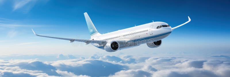 A Passenger Plane Flying Above the Clouds on a Clear Day Stock Photo ...