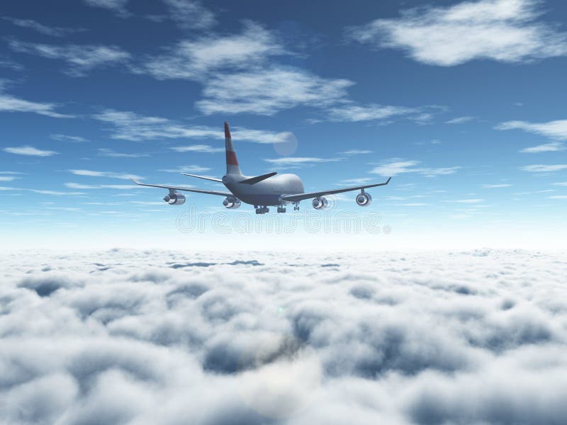 A Passenger Plane Flying Above the Clouds Stock Image - Image of ...