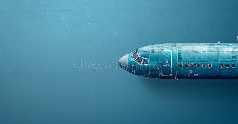 A Passenger Plane is Flying through Deep Blue Sky, in the Style of ...