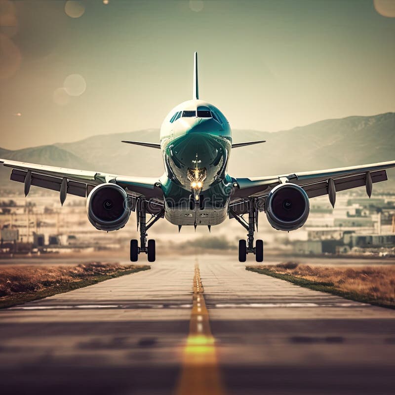 A Passenger Plane Lands on the Runway Stock Image - Image of sunray ...