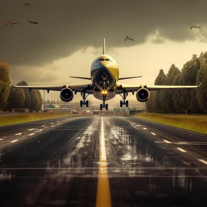 A Passenger Plane Lands on the Runway Stock Image - Image of ...