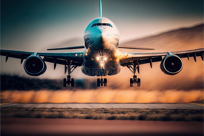 Passenger Plane Leaving the Runway , Generative AI Stock Image - Image ...