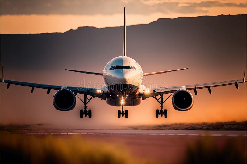 Passenger Plane Leaving the Runway , Generative AI Stock Image - Image ...