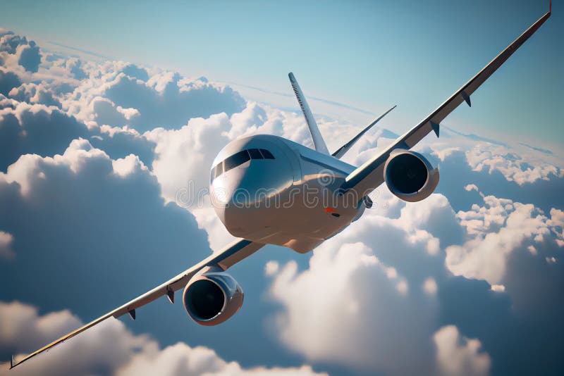 Passenger Plane in the Sky. 3d Illustration Stock Illustration ...