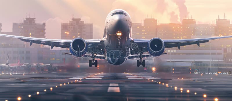 Passenger Plane Taking Off from the Airport Stock Illustration ...