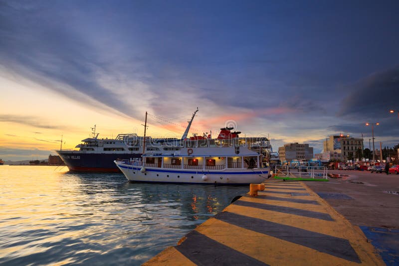 Passenger port in Athens. editorial photography. Image of piraeus ...