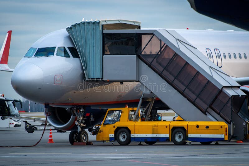 Plane at the International Airport Stock Image - Image of flat ...