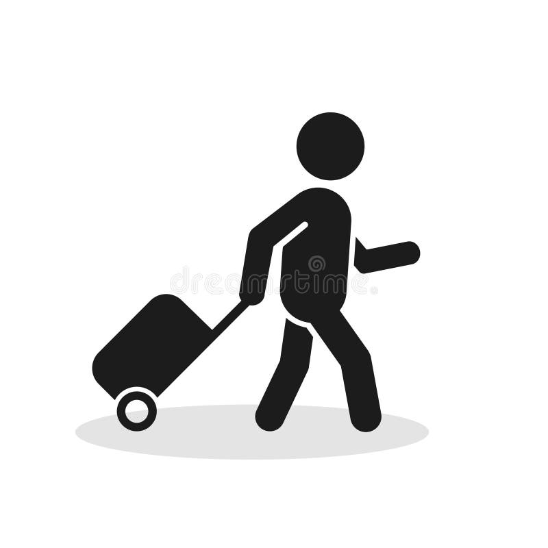 Passenger with Rolling Bag Icon. Vector Isolated Minimal Symbol Stock ...