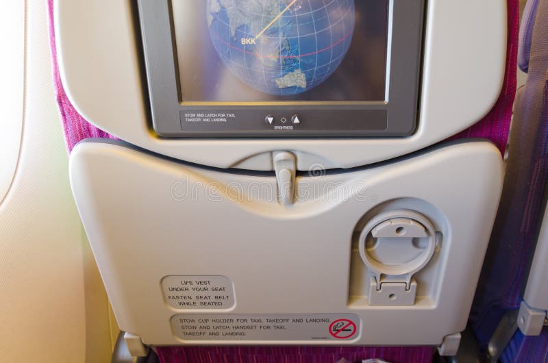 Passenger Seat of Plane with Screen Route Map Stock Image - Image of ...