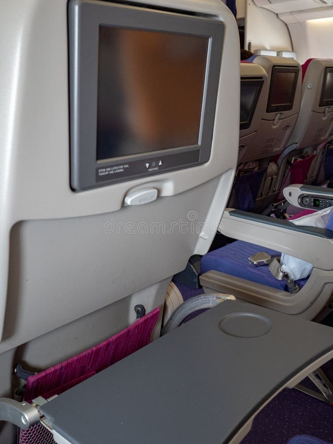 Airplane Cabin with Overhead Compartment Stock Image - Image of ...