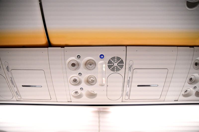 Passenger Service Panel in the Aircraft Cabin Stock Image - Image of ...