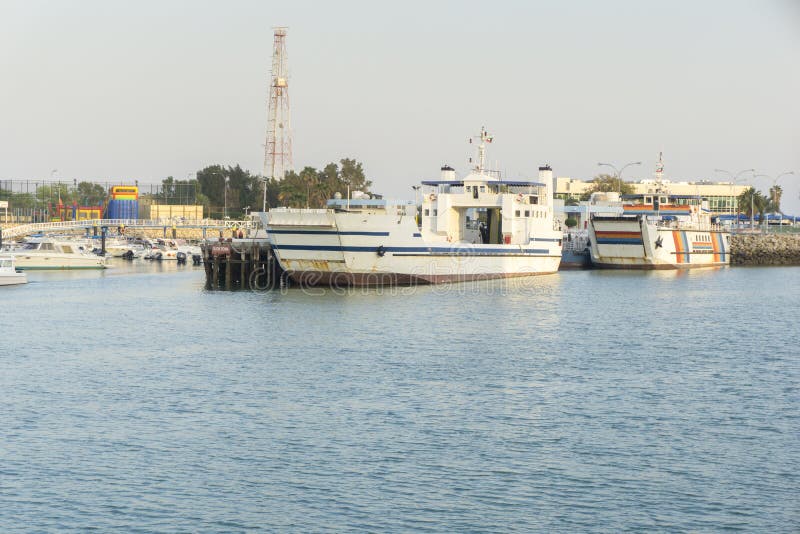 Marina with Kuwait City Silhoutte Stock Image - Image of boat, famous ...