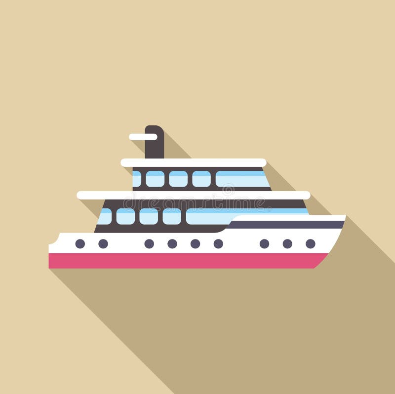 Passenger Ship Floating on Water with Long Shadow Stock Illustration ...