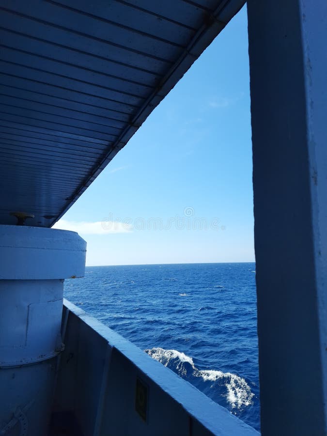Passenger Ship in the Middle of the Sea and Under the Blue Sky Stock ...