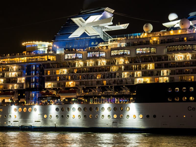 Passenger ship Night view editorial stock image. Image of architecture ...