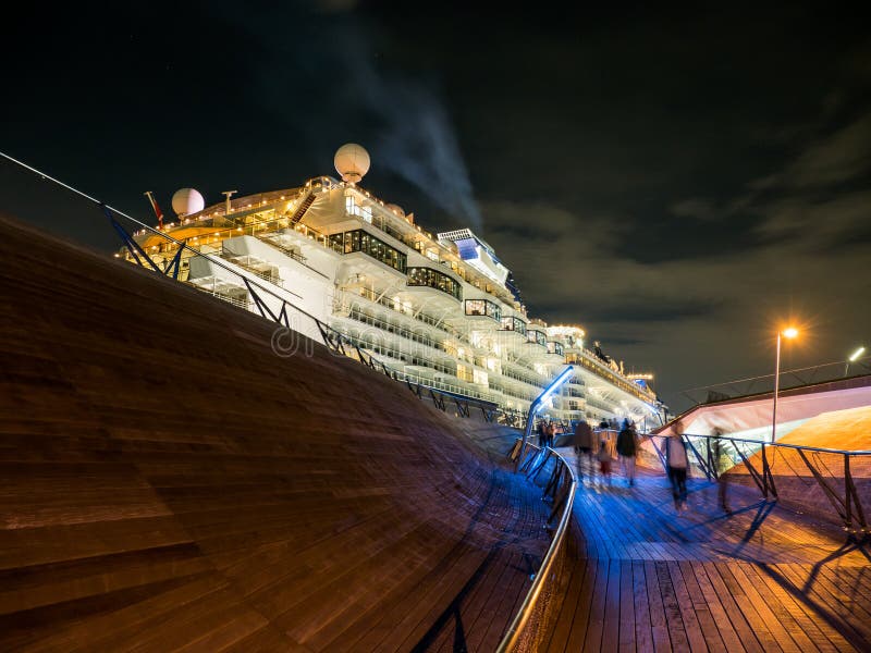 Passenger ship Night view stock photo. Image of travel - 123273836