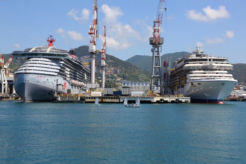 Passenger Ships Under Construction within the Shipyards of Genoa Sestri ...