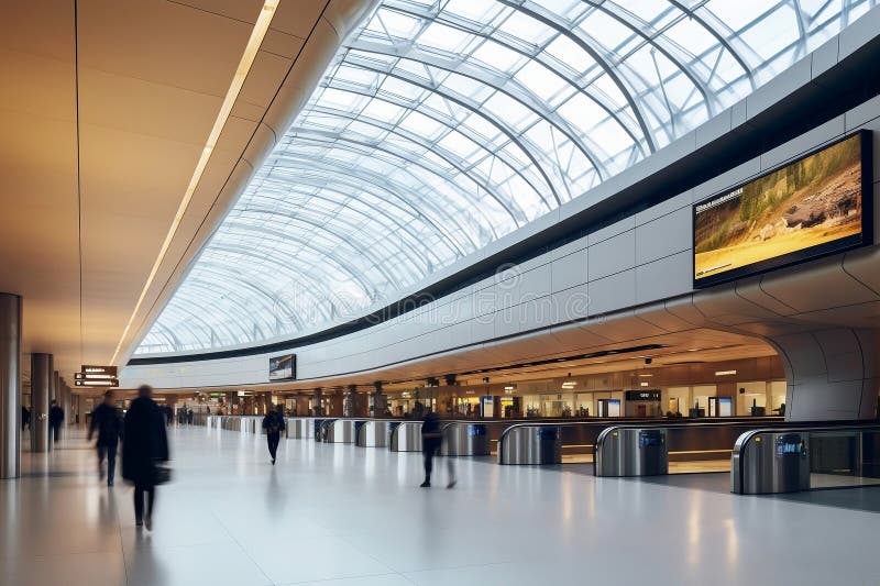 Passenger Terminal Digital Signage. Generative AI Stock Illustration ...