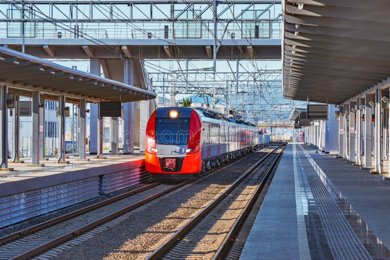 Passenger Train Approaches To the Platform Stock Image - Image of ...