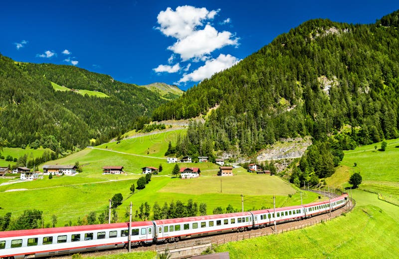 Passenger Train at the Brenner Railway in Austria Stock Photo - Image ...