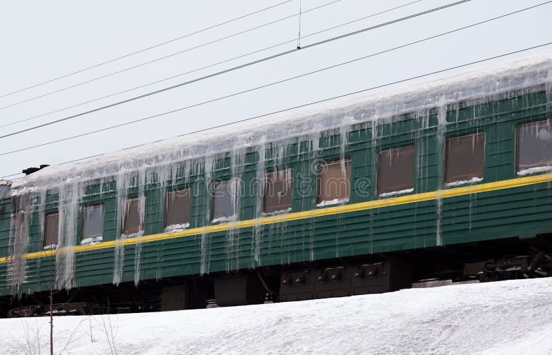 Passenger Train Covered with Ice Stock Photo - Image of russia, cold ...