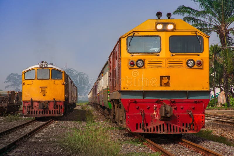 Passenger Train by Diesel Locomotive on the Railway. Stock Image ...