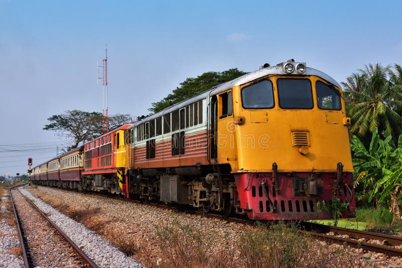 Passenger Train by Diesel Locomotives Stock Photo - Image of iron ...