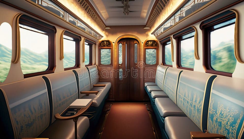 Passenger train interior stock illustration. Illustration of design ...